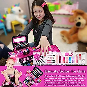 Kids Makeup Kit for Girl - Safe & Non Toxic Washable Makeup for Kids, Real Girls Makeup Kit for Kids Age 4-12, Princess Dress Up Toys for Girls Kids Children, Girls Christmas Birthday Gift Age 4-12