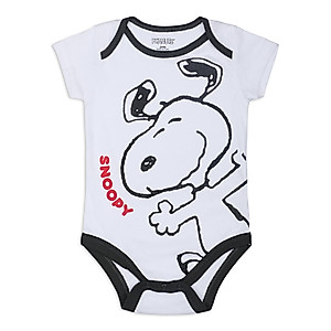 Peanuts Snoopy Boys Short Sleeve Bodysuit and Pants Set for Newborn and Infants