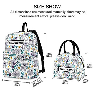 Vnurnrn Cute Koala Customize Kids Backpack Sets with Lunch Box Student School Bag Bookbag Set for Boys Girls Daypack for Camp Laptop