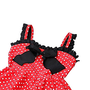 Kid Toddler Baby Girls Bathing Suit Lace Bow Dot Two Piece Swimsuit Swimwear 5 Red