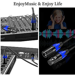 AuxLink XLR Cable 50ft 2 Pack, XLR Microphone Cable Male to Female, Balanced XLR Cable Suitable for Preambles, Speaker Systems, Radio Station and More