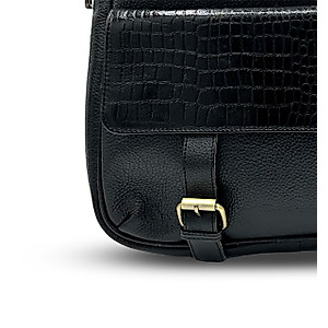 Genuine Leather Luxury Backpack Multi-functional Elegant Daypack Office Travel Leisure Shopping (Black)