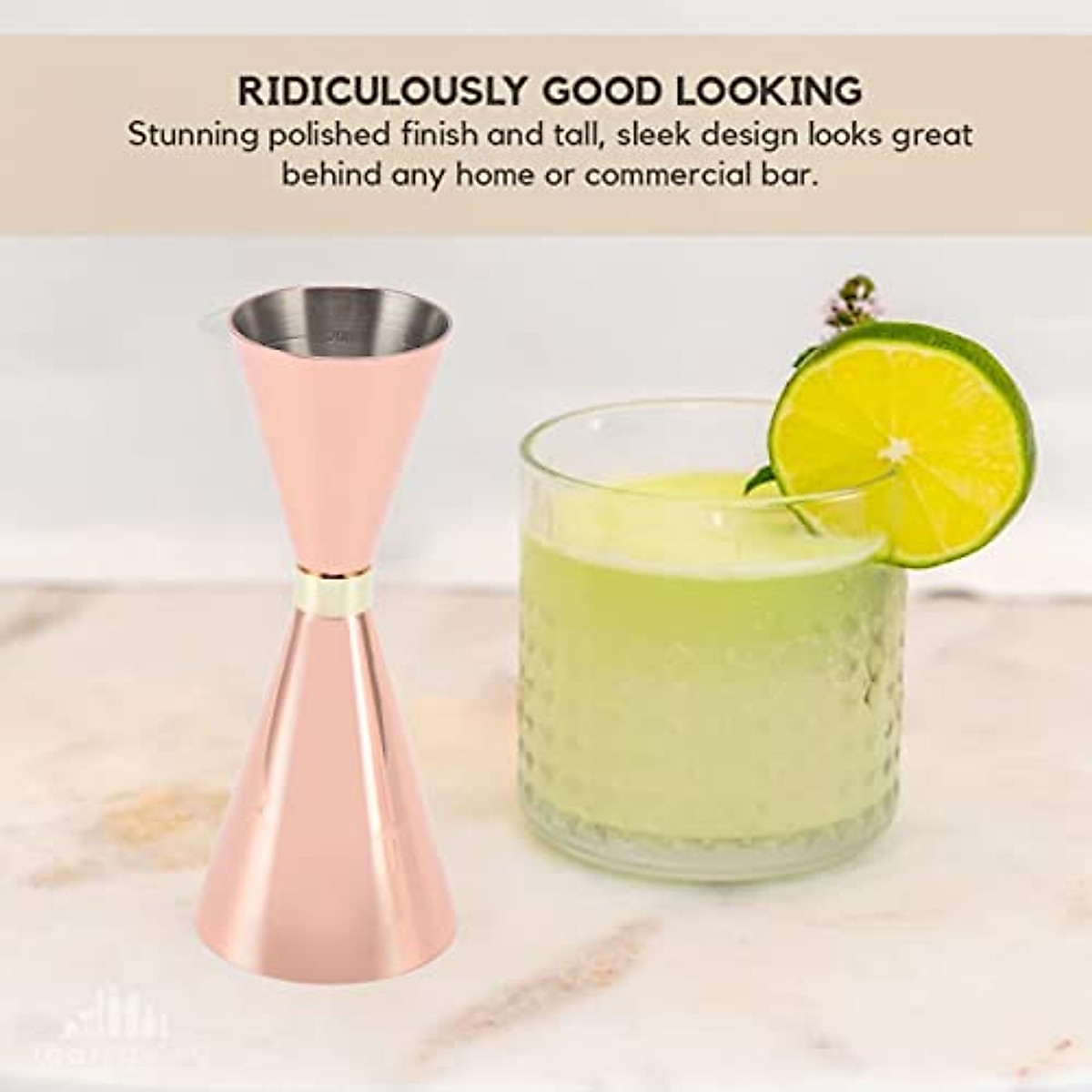 HOHXFYP Jigger,Stainless Steel Double Layer Desig Double Jigger,30mm to 60mm one Handed Operation Jigger for Bartending Use,Adopts Professional Welding Structure(30mm to 60mm-Pink)