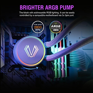 Vetroo V240 White Liquid CPU Cooler 240mm Addressable RGB Pump & PWM Fans 250W TDP AIO Water Cooling w/Controller Hub for Intel LGA 1851/1700/1200/115X AMD AM5/AM4 for Gaming Console