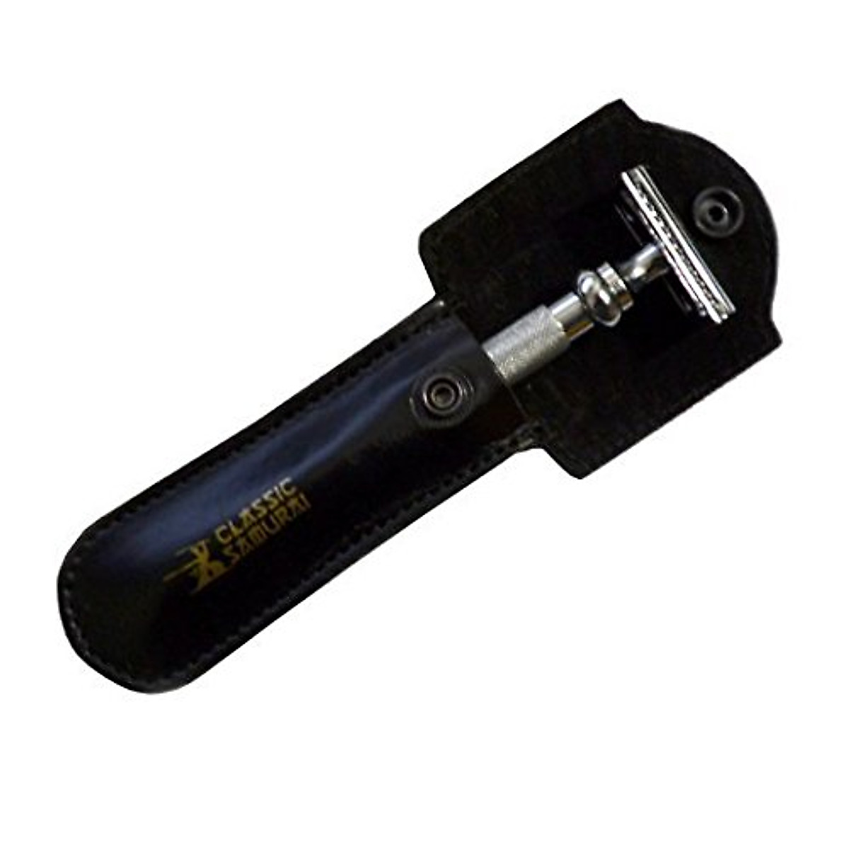 Classic Samurai CS-206 Heavy Duty "Barber Pole" Long Double Edge Safety Razor with Genuine Leather Shaving Travel/Protective Case and 5 Astra Superior Platinum Razor Blades