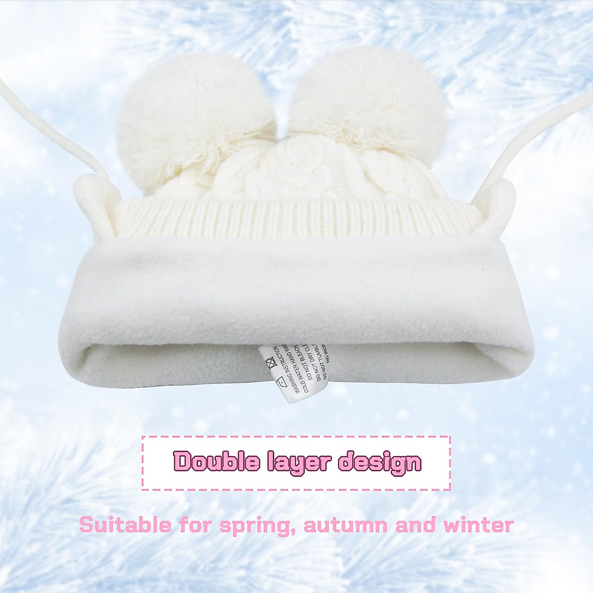 Duoyeree Baby Beanie with Pom-pom Ears Newborn Earflap Hat for Toddler Boys Girls