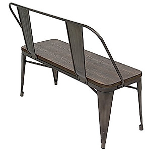 WOYBR Steel, Bamboo Oregon Dining Bench, 18.50" L x 41.50" W x 32.75" H, Antique/Espresso