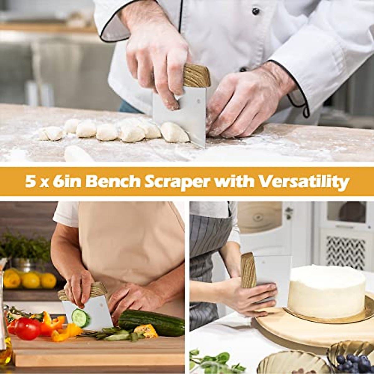 Metal Spatula Set of 5, HaSteeL Heavy Duty Griddle Accessories Kit, Durable Stainless Steel Burger Turner Flipper Scraper Tools for Flat Top Grill Teppanyaki Cast Iron, Indoor & Outdoor, Easy to Clean