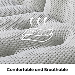 Sdorens Loveseat Sofa Couch, 86.6'' Sectional Sofa Couch Breathable Mesh Fabric Floor Sofa, Modern Modular Light Gray Sofa Couch for Living Room, Office, Salon, Apartment