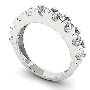 1.53 ct Round Cut Clear Simulated Diamond 14k White Gold Stackable Wedding Engagement Promise anniversary Band Sz 3.5