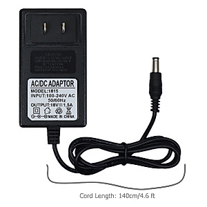 EIKS DC 18V 650mA 1A 1.5A(Max) Wall Charger Power Supply Switching Adapter with Tips 5.5 x 2.5mm / 5.5 x 2.1mm