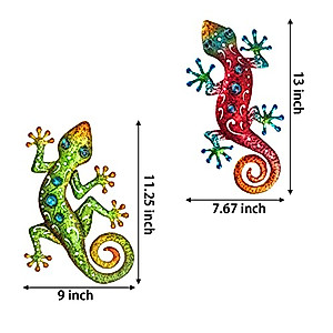 wotieuns Metal Gecko Wall Art Metal Lizard Outdoor Wall Decor Suitable for Yard Fence Patio Garden Decor Set of 2