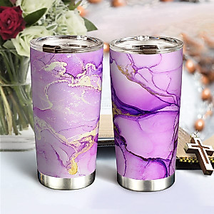 20oz Pink Purple Abstract Marble Tumbler, Inspirational, Motivational Birthday Gifts, Coffee Thermos for Women, Stainless Steel Double Wall Vacuum Insulated Coffee Mug, Travel Cup with Lid