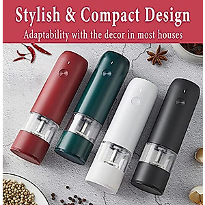 𝗥𝗲𝗰𝗵𝗮𝗿𝗴𝗲𝗮𝗯𝗹𝗲 Electric Salt and pepper Grinder Set - Built-In 500mAh Battery - Automatic Peppercorn and Sea Salt Spice Mill & Shakers Set with LED Light, Adjustable Coarseness