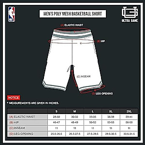 Ultra Game Mens Active Knit Training NBA Woven Team Logo Poly Mesh Basketball Shorts, Black, Medium US