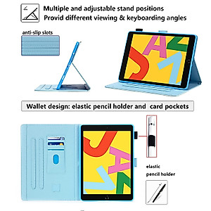 UUcovers for Apple iPad 9th/8th/7th Generation Case 10.2 inch (2021/2020/2019) with Pencil Holder Pockets [Auto Wake/Sleep] PU Leather Smart Folio Stand Wallet TPU Shockproof Cover, Beach Sunrise