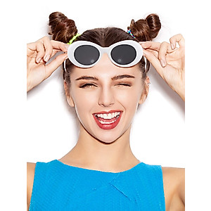 18 Pack Retro Clout Oval Mod Thick Frame Round Lens Sunglasses Women Men Sunglasses White