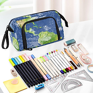 YMGQYJ Planet Earth Surface Pencil Case Large Capacity Stationery Organizer Pencil Pouch Bag for Office Travel 1 Pack 9.4x3.7x5.9 in