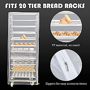 Bun Pan Rack Cover Bakers Rack Cover 20 Tier Sheet Pan Rack Cover for Home Kitchen Restaurant Bakery 28" L x 23" W x 61" H, Clear (1 Pc)