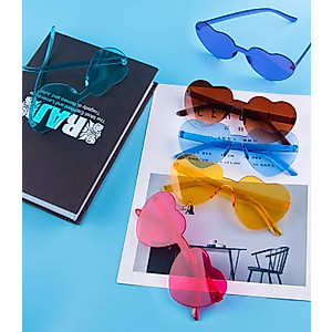 SIQUK 14 Pairs Rimless Heart Shape Sunglasses Frameless Heart Sunglass, 14 Color