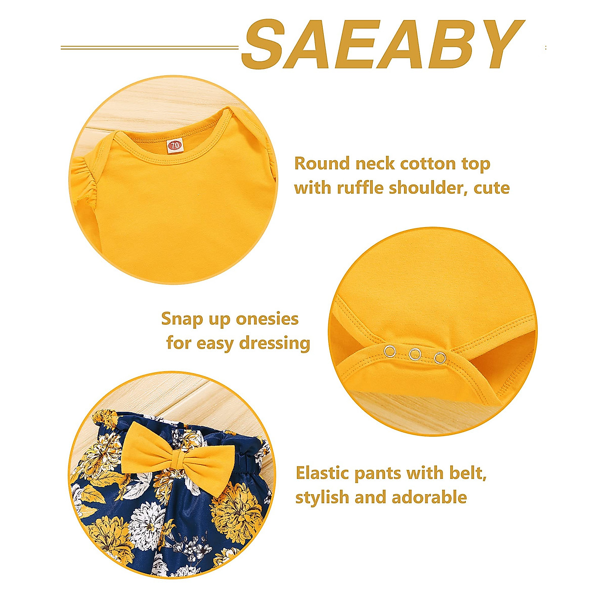 Baby Girl Outfit 3-6 Month Girl Clothes Infant Yellow Ruffle Long Sleeve Romper Bodysuit Floral Pants Set Baby Girl Fall Clothes 2 Pieces Outfit