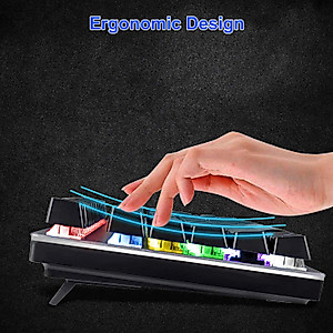 G-Cord Wireless Gaming Keyboard Mechanical, Wired Keyboard LED Backlit, 104 Keys Full Size, Aluminum Top Frame