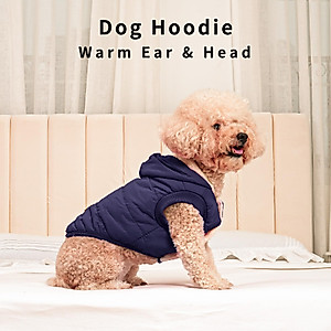 Vecomfy Fleece Lining Extra Warm Dog Hoodie in Winter for Small Dogs Jacket Puppy Coats with Hooded,Blue M