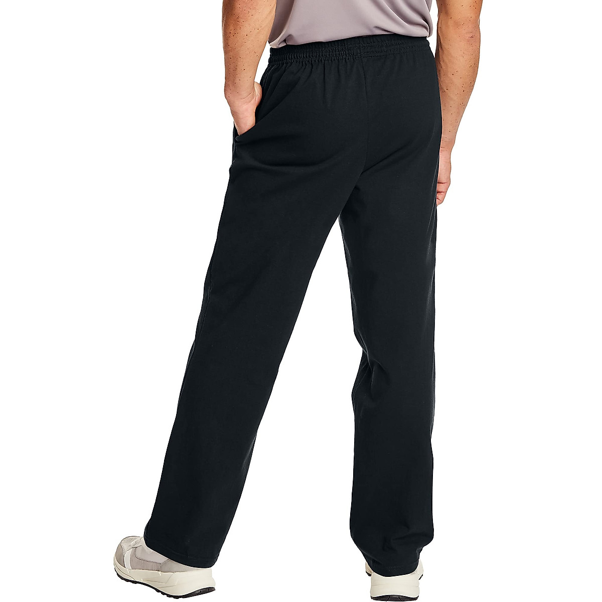 Hanes Small Essentials Sweatpants, Men’s Cotton Jersey Pants with Pockets, 33”, Black, Medium