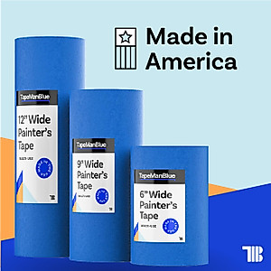 Wide Blue Painters Tape, 12 inch x 60 yds, Made in America, Great Masking Tape for 3D Printing and Laser Cutting, Removes Cleanly for 21 Days