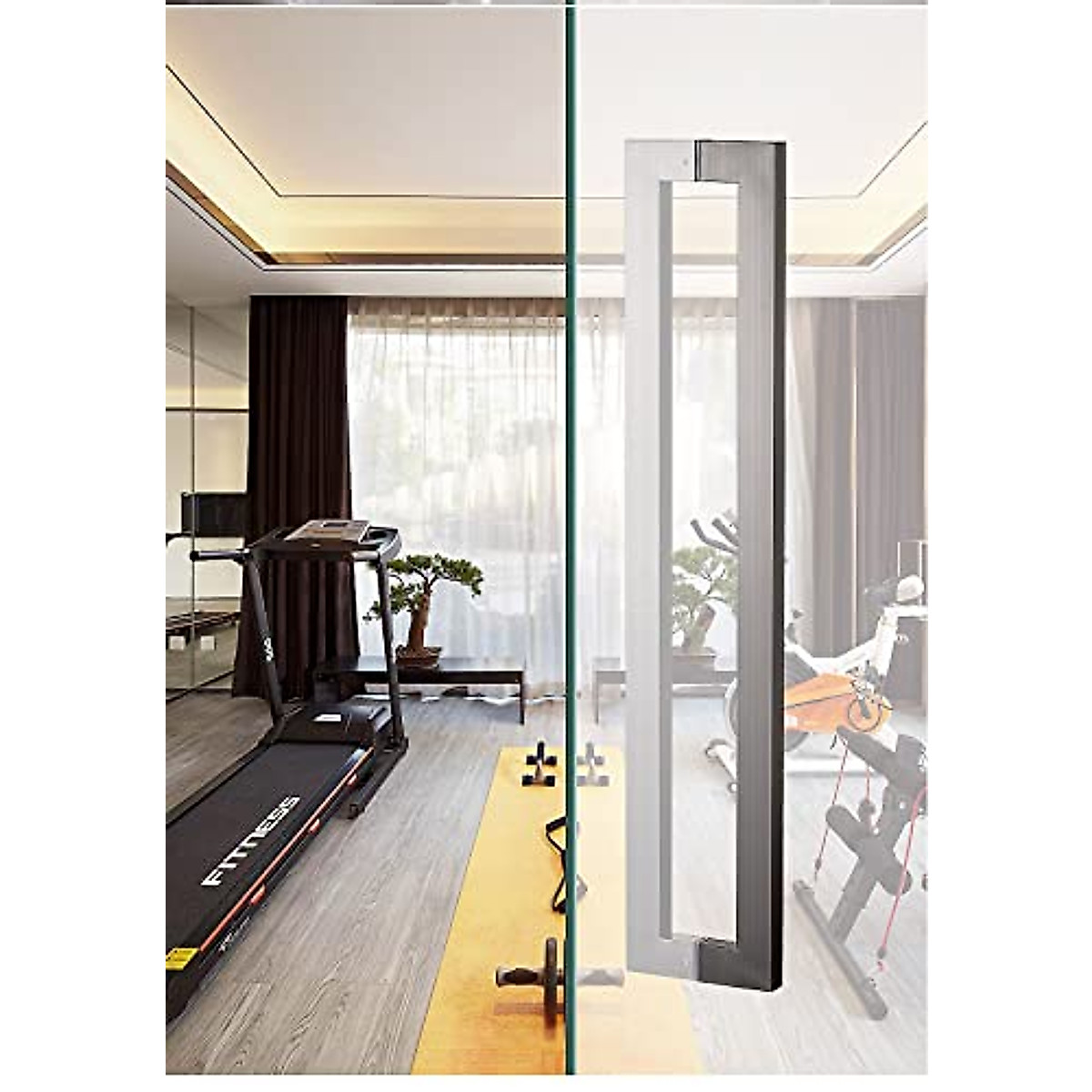 SUCHETA Stainless Steel Square Push Pull Modern Door Handle,Modern Commercial Entrance Modern Door Handle for Shower Sliding Glass/Barn Door/Interior Exterior Door,Easy to Install