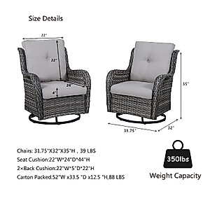 HUMMUH 5 Pieces Outdoor Furniture Patio Furniture Set Wicker Outdoor Sectional Sofa with Swivel Rocking Chairs,Patio Ottomans