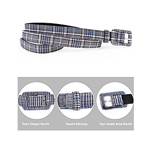 MUXXN Womens Belt- Solid Color Basic Belt for Casual Formal Dress or Jeans (Blue Plaid XL)