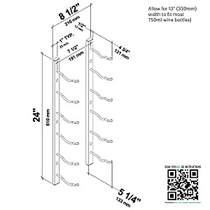VintageView W Series Wine Rack 2 | Modern Wall Mounted Wine Storage (6 Bottles, Matte Black)