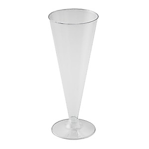 Restaurantware RW Base 6.5 Ounce Toasting Glasses 20 Disposable Champagne Flutes - With A Removal Base Premium Clear Plastic Cocktail Glasses Serve Sparkling Wine For Parties