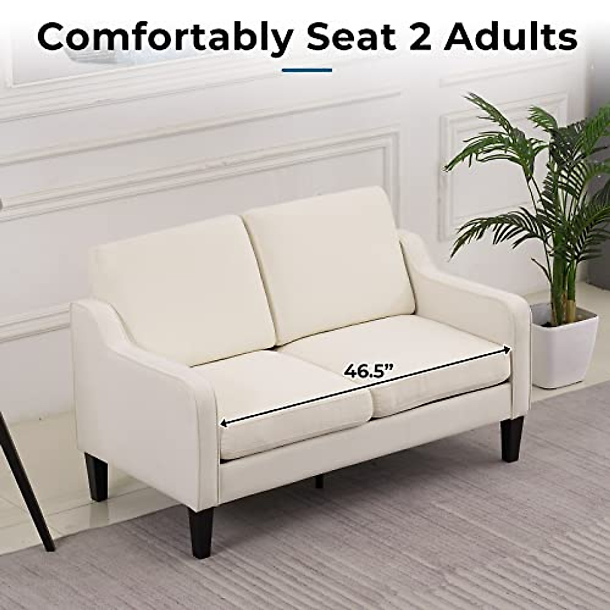 VINGLI 53" Loveseat,Mid-Century Modern Love Seat,Small Sofa Couch for Small Space for Living Room,Bedroom,Apartment,Studio,Beige