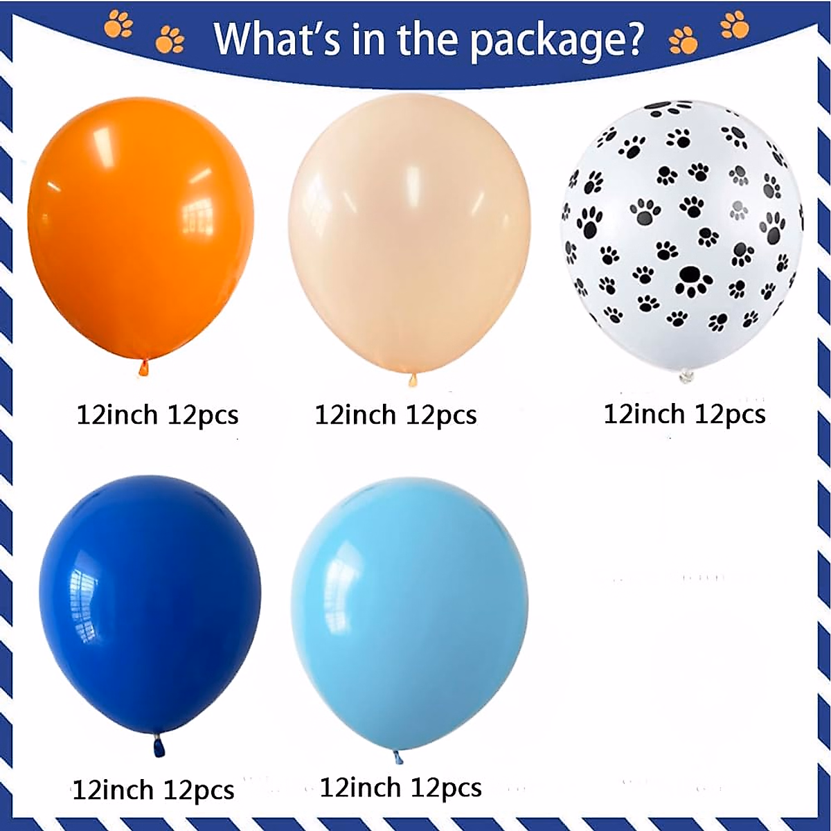 12 Inch 60 Pcs Blue and Orange Latex Balloons Kit Dark Light Blue Orange Wedding Party Decorations Basketball Birthday Bridal Baby Shower Decor Supplies Kids Boys Girls