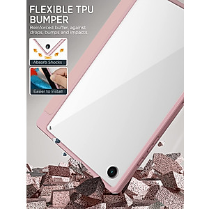 MoKo Case Fits Samsung Galaxy Tab A8 10.5 Inch 2022 (SM-X200/SM-X205/SM-X207), Tablet Case Transparent Back Cover with Auto-Wake Fit Samsung Galaxy Tab A8 2022, Pink
