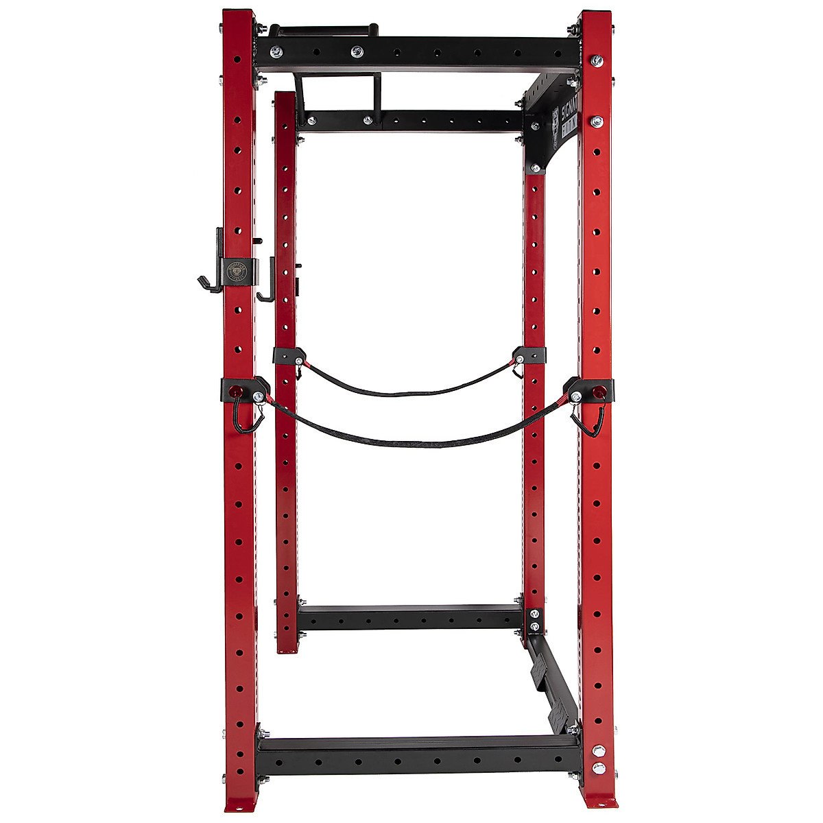 Signature Fitness SF-3 1,500 Pound Capacity 3” x 3” Power Cage Squat Rack, Includes J-Hooks and Safety Straps, Other Optional Accessories, Red