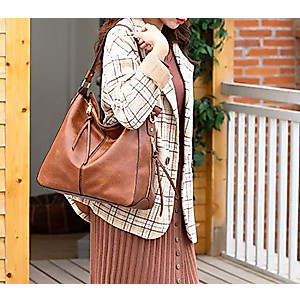 Cicilin Women's Handbags Hobo Shoulder Bags Large Designer Ladies PU Leather Purse and Bag black