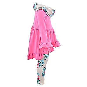 Unique Baby 3 Piece Girls Fall Winter Clothes Set Kid and Toddler Girl Leggings, Long Sleeve Shirt and Scarf Outfit (4 Years, Grey Floral)