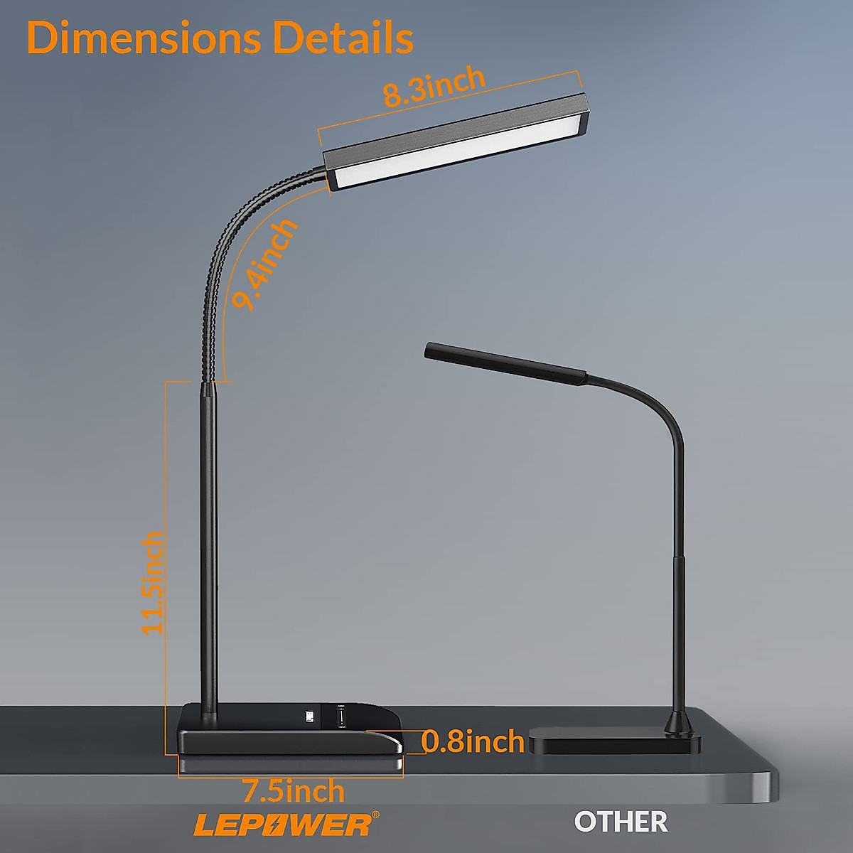 LEPOWER Desk Lamp, 800LM LED Desk Lamp for Home Office, 12W Reading Lamp for Desk, Eye-Caring Desk Light, Touch Table Lamp, Gooseneck Lamp, 50 Lighting Modes, Bright Desk Lamps for Bedroom, Study Room