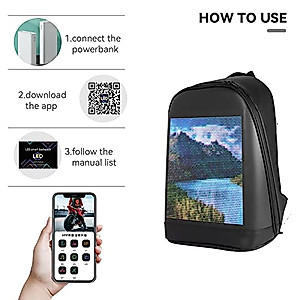 Crelander LED Laptop Backpack Dynamic Storage Bag with 5000mah Wireless Power Bank