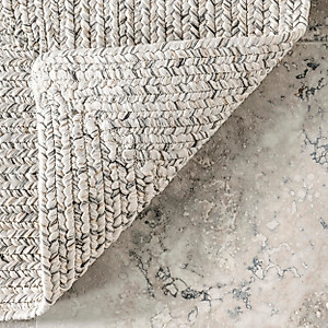 nuLOOM Braided Indoor/Outdoor Area Rug, 5' Round, Wynn Ivory