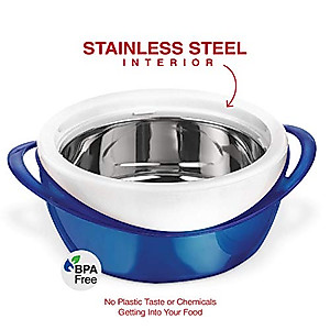 Pinnacle Large Insulated Casserole Dish with Lid 3.6 qt. Elegant Hot Pot Food Warmer/Cooler -Thermal Soup/Salad Serving Bowl Stainless Steel Hot Food Container–Best Gift Set for Moms –Holidays Blue