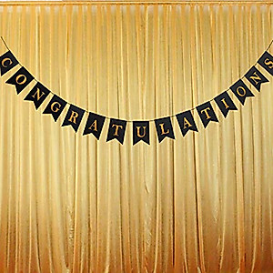 Shimmer Gold Black Congratulations Banner for 2021 Graduatoin Party Decoration Swallowtail Pennant Flags Bunting Hanging Congrats Sign for New Job Promotion Retirement Team Parties- No DIY Needed