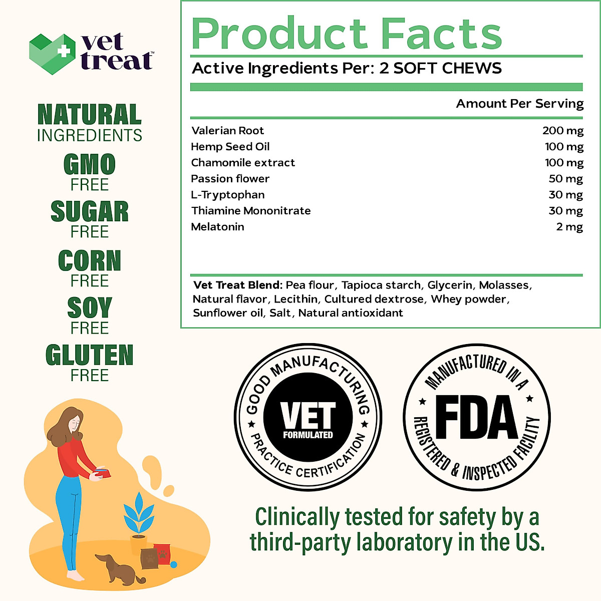 Hemp Calming Chews for Dogs - Dog Anxiety Relief -Made in USA- Hemp Oil + Melatonin Treats - Separation Anxiety, Barking, Travel - Dog Calming Chews - 120 Soft Treats (Chicken)