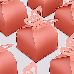 BEISHIDA 50pcs Pink Butterfly Decorations Peal-Gloss Butterfly Gift Box Small Butterfly Candy Boxes for Party Favors Baby Shower Wedding Birthday Party(2.4 x 2.4 x 2.4 Inch)