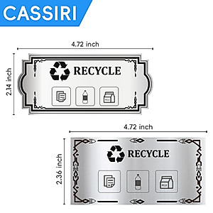 Recycle Stickers for Trash Bins - 4-Piece Set, Recycle Sticker Standard Garbage Signs Sticker, Trash and Recycle Stickers Waterproof Strong Adhesive, Recycling Stickers for Trash Can (Round)