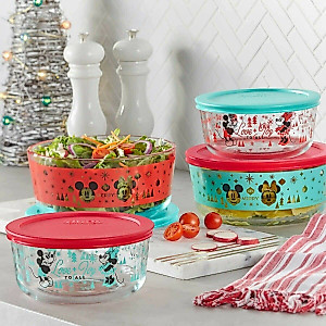 Pyrex Glass 8-piece Decorated Food Storage Set - Mickey & Minnie