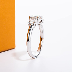 AimiIee Moissanite Engagement Rings 1.6cttw D Color VVS1 Clarity Round Brilliant Cut Lab Created Diamond S925 Sterling Silver 3 Stones Aniversary Promise Wedding Rings for Women with Certificate(5.5)